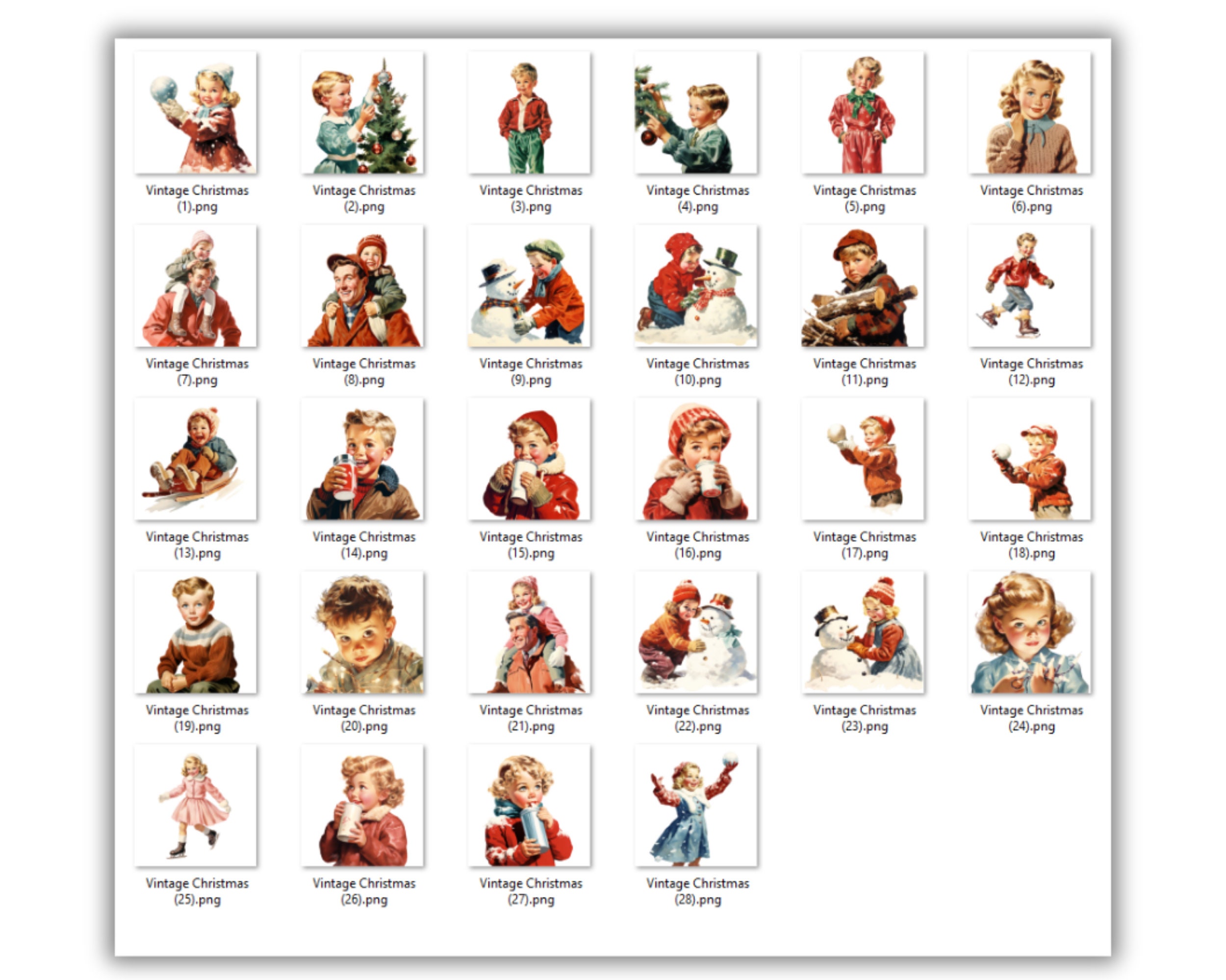 Vintage Christmas Clipart: 1950s Style Illustrations (pngs) - Etsy