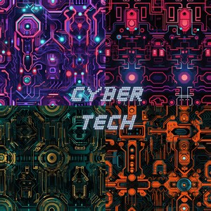 Cyberpunk Seamless Patterns: 40 Unique Tech Designs (digital Download ...