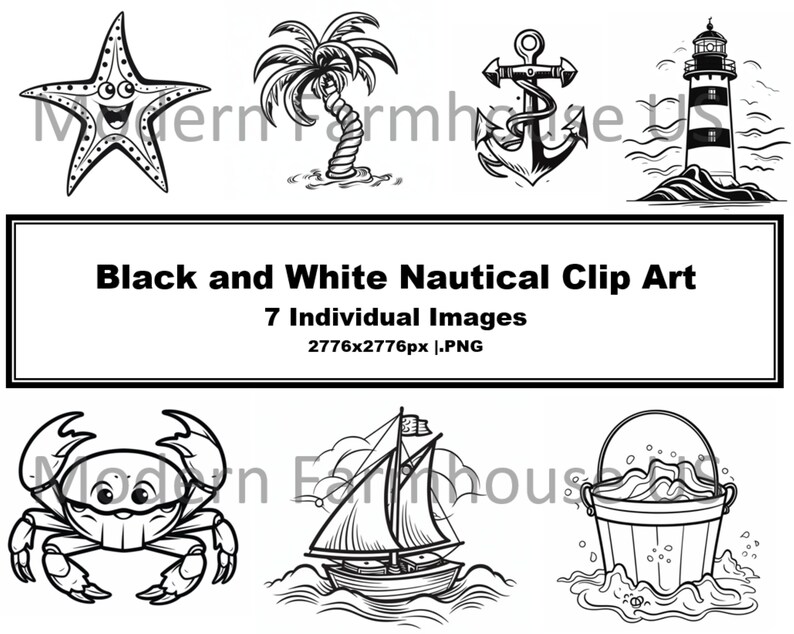 Nautical Ocean Themed Clip Art Beach Clip Art Sand Crab Starfish ...