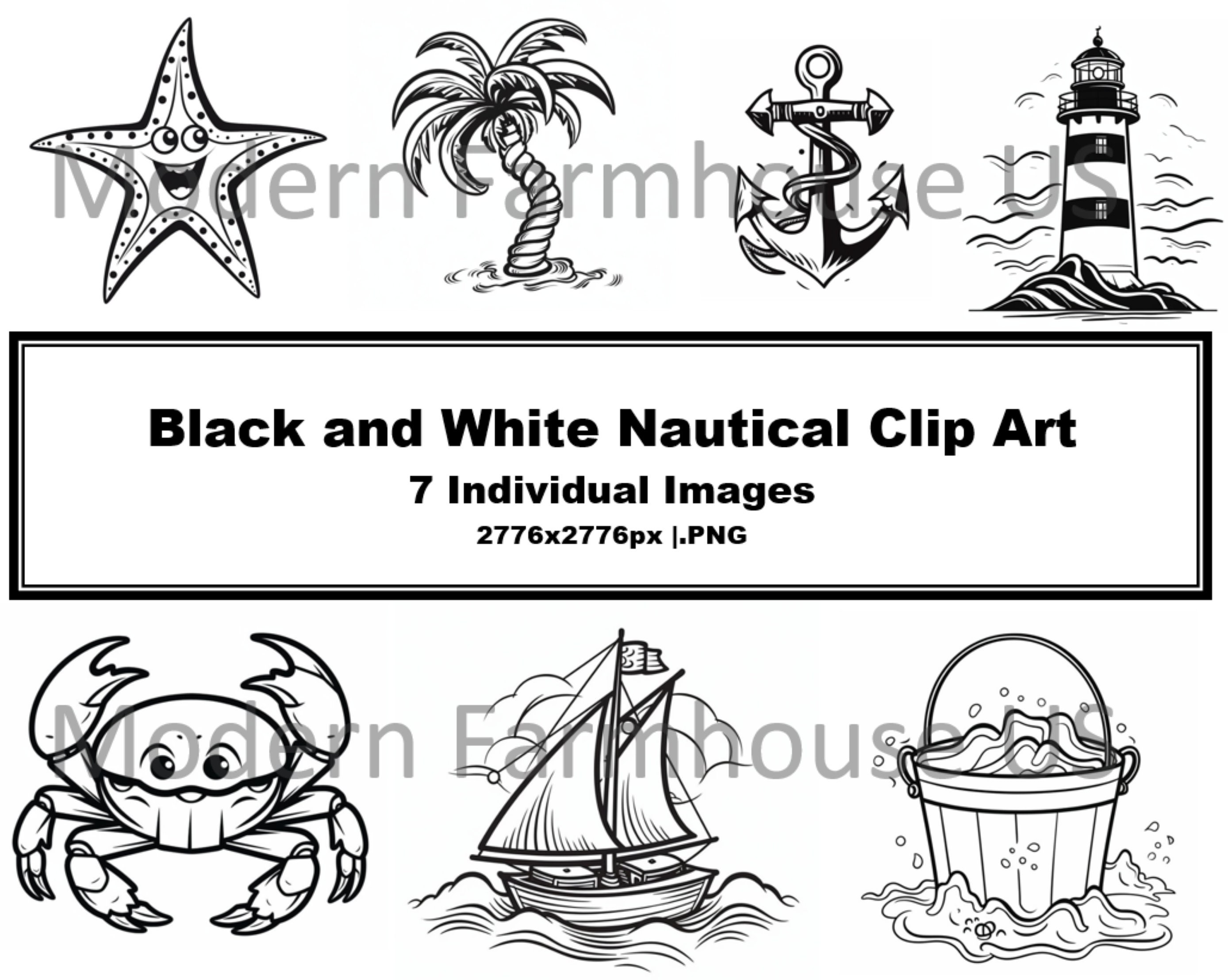 Nautical Ocean Themed Clip Art Beach Clip Art Sand Crab Starfish ...