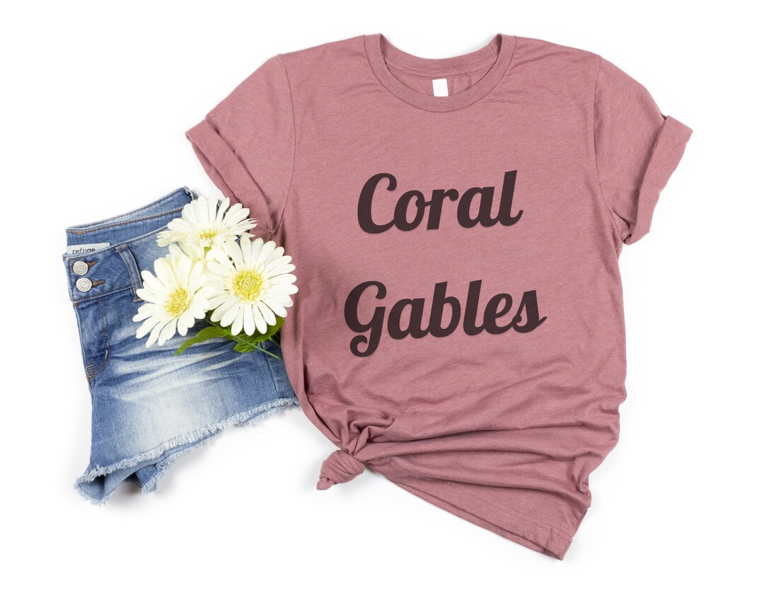 Coral Gables Florida Cursive Script Tee Shirt, US Shirt, Bella & Canvas ...