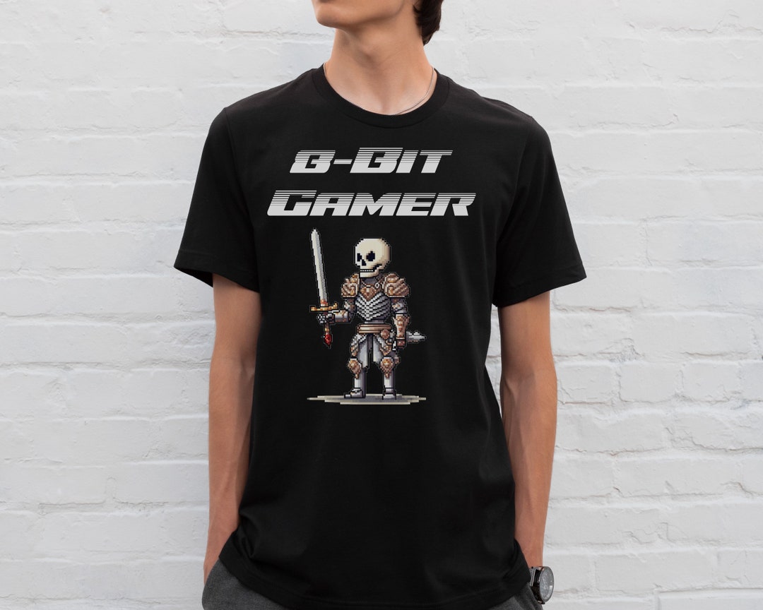 8-bit Gamer Skeleton Knight, Retro T Shirt, Unisex Jersey Short Sleeve ...
