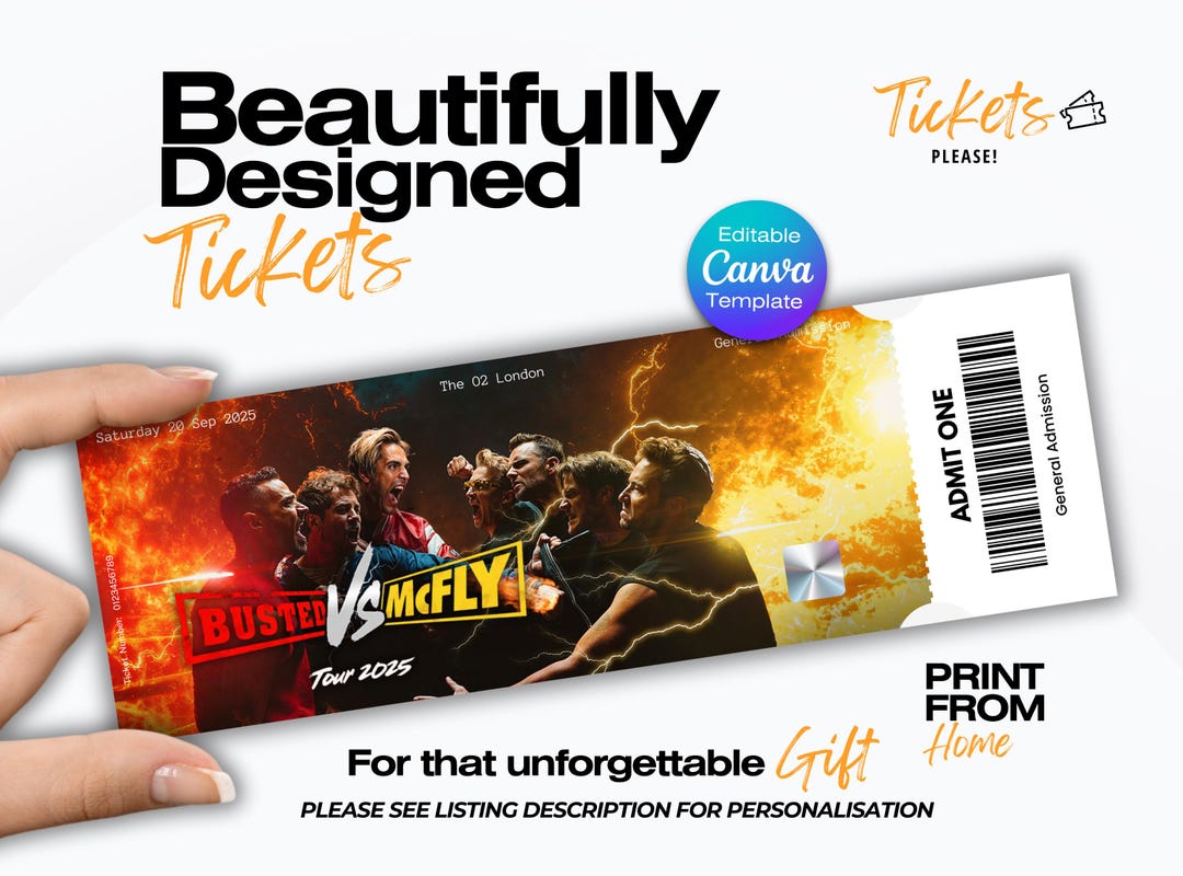 Personalized Busted Vs Mcfly Ticket Keepsake Custom Digital Download ...