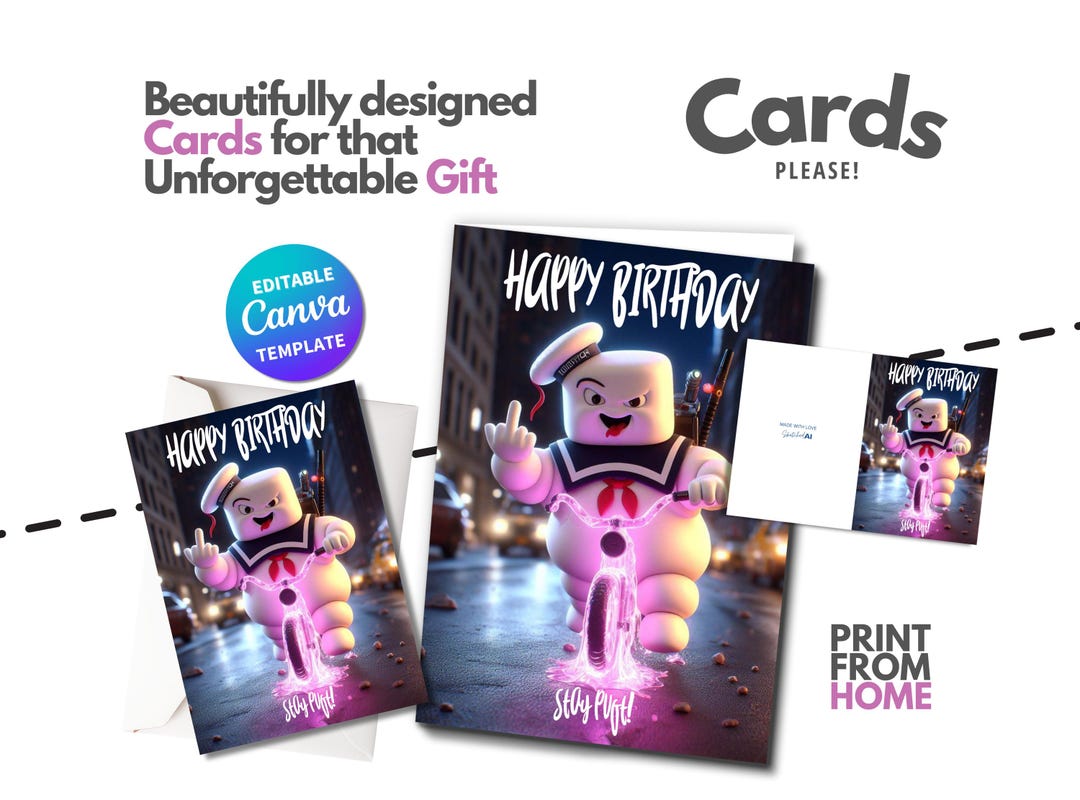 NEW Editable Ghostbusters Birthday Card Customizable Digital Download ...