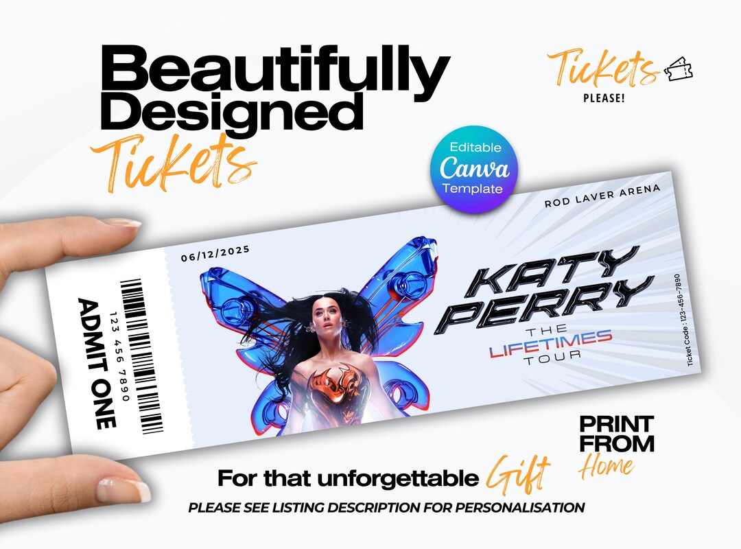 Printable Customizable Katy Perry Concert Ticket Keepsake Custom ...