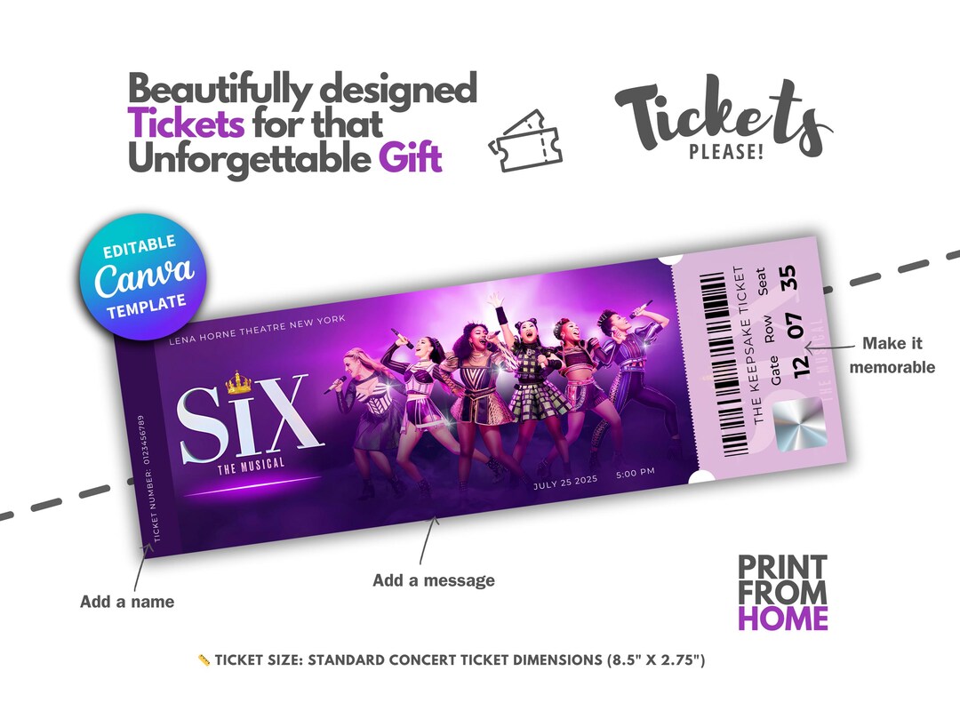 Personalized Six the Musical Tickets Digital Download Custom Broadway ...