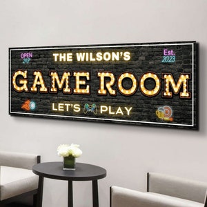 Game Room Sign, Custom Arcade Decor, Personalized Billiards Wall Art ...