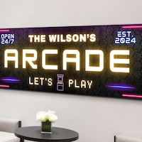 Arcade Sign, Custom Game Room Wall Art, Personalized Arcade Gifts for ...