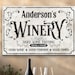 Vintage Winery Sign, Personalized Wine Bar Wall Art, Custom Home Decor ...