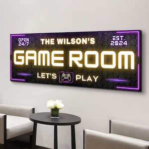 Game Room Sign, Custom Arcade Wall Art, Personalized Gifts for Him ...