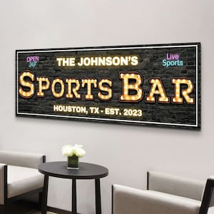 Sports Bar Sign Personalized, Custom Sports Man Cave Wall Art, Marquee ...