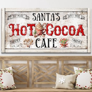 Santa's Hot Cocoa Sign, Christmas Home Decor, Modern Farmhouse Wall Art ...