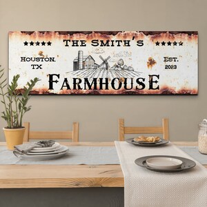 Rustic Farmhouse Sign, Personalized Farm Wall Decor Art, Custom Vintage ...
