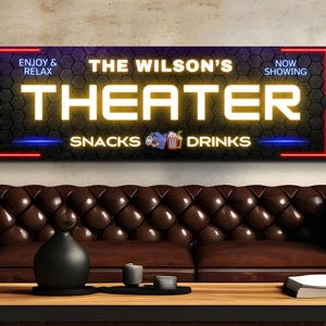 Theater Sign, Custom Cinema Wall Art, Personalized Gifts for Him, Movie ...