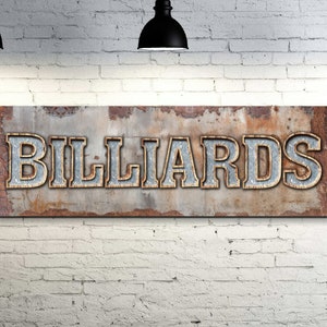 Rustic Billiards Wall Art, Pool Table Room Signs, Primitive Billiard ...