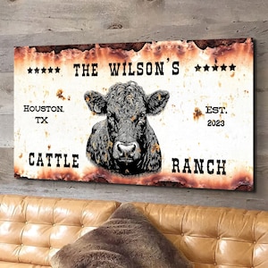 Cattle Ranch Signs, Personalized Farmhouse Ranch Wall Art, Rustic ...