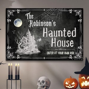 Halloween Personalized Haunted House Sign, Custom Haunted Mansion Wall ...