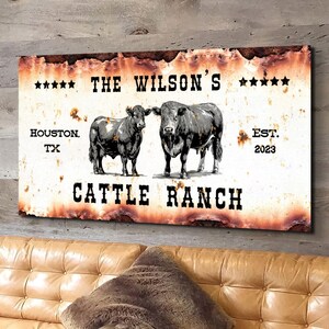 Cattle Ranch Signs, Rustic Personalized Ranch Wall Art Decor, Modern ...