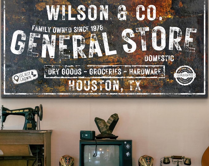 Personalized General Store Sign, Custom Vintage General Store Wall Art ...