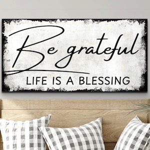 Be Grateful Sign Modern Farmhouse Wall Art Vintage Home Decor, Family ...