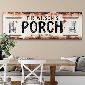 Rustic Porch Sign, Personalized Front Porch Wall Art, Farmhouse Home ...