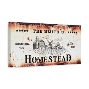 Homestead Sign, Rustic Personalized Farmhouse Wall Decor, Custom Farm ...