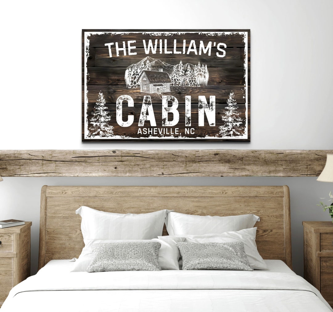 Personalized Cabin Sign, Lodge Wall Art, Custom Lake House Decor ...