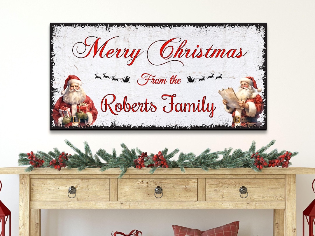 Personalized Merry Christmas Decor Sign, Farmhouse Xmas Wall Art ...