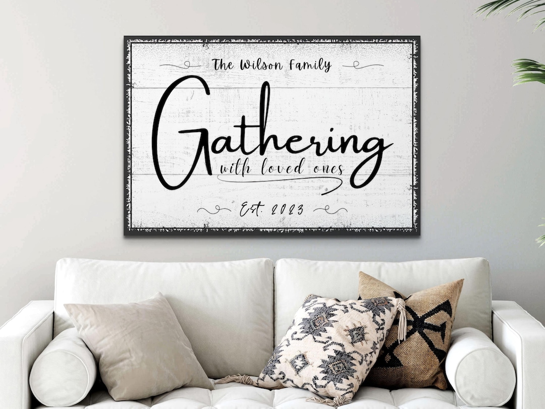 Personalized Gathering Place Sign, Gather Around Table Wall Art ...