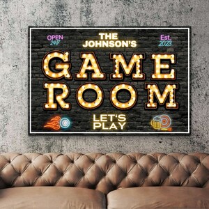 Personalized Game Room Sign, Game Marquee Sign, Arcade Room Decor ...