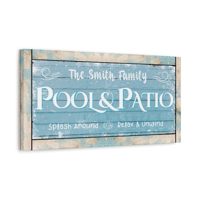 Pool and Patio Signs, Personalized Poolside Decor, Custom Rustic Pool ...