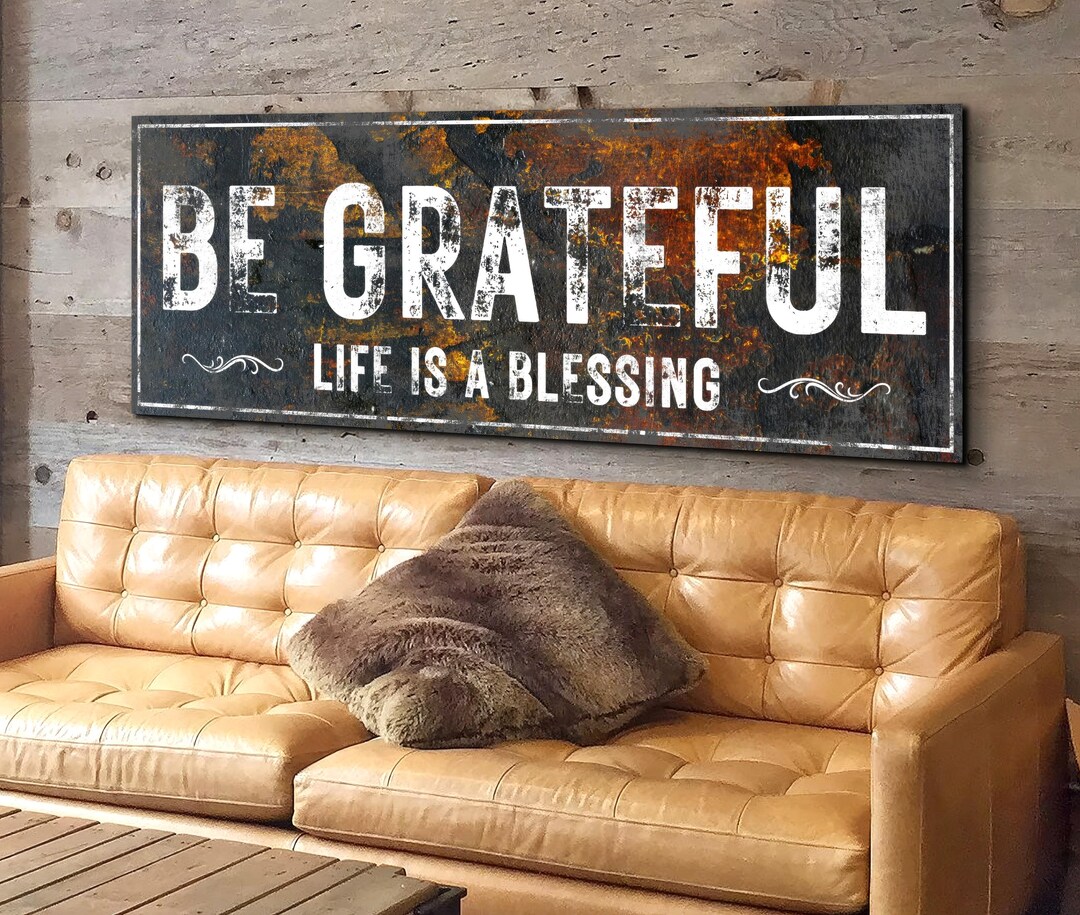 Rustic Be Grateful Wall Art, Modern Farmhouse Sign, Distressed Country ...