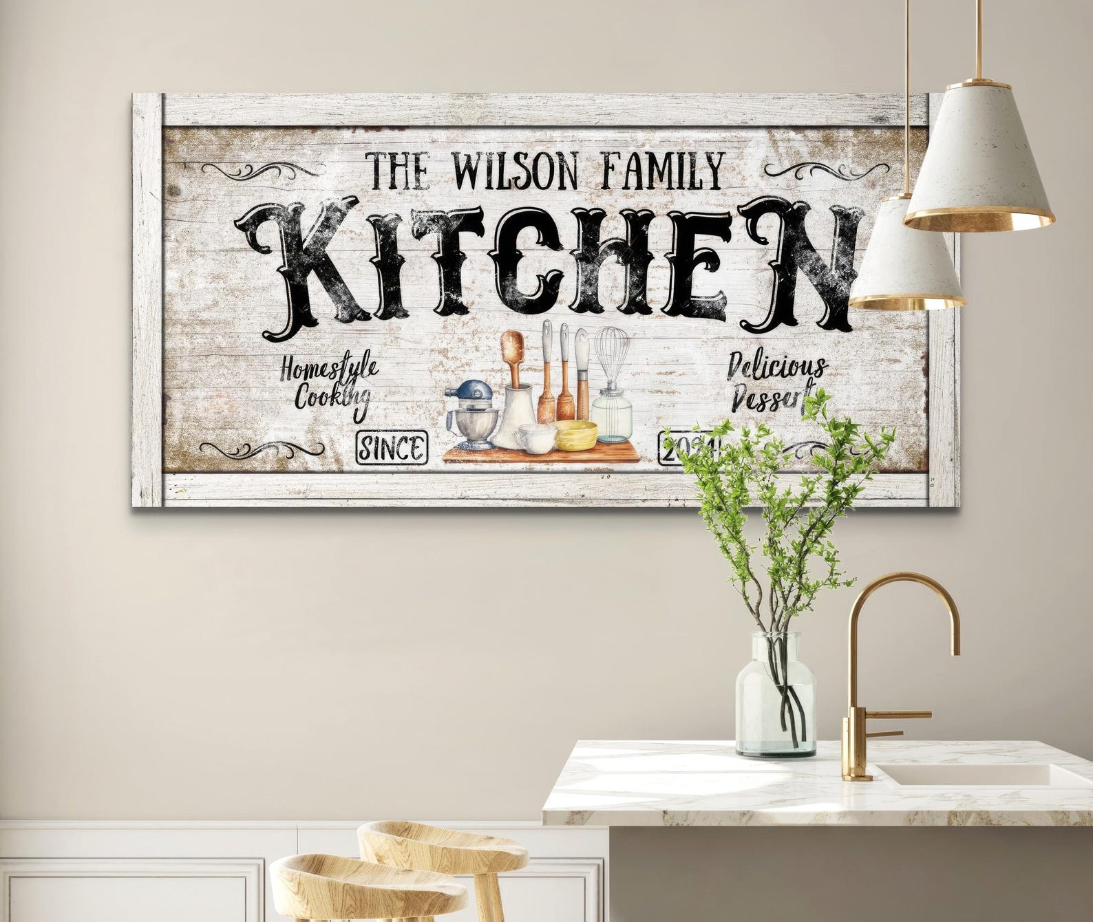 Kitchen Sign, Personalized Kitchen Wall Art, Modern Farmhouse Decor ...