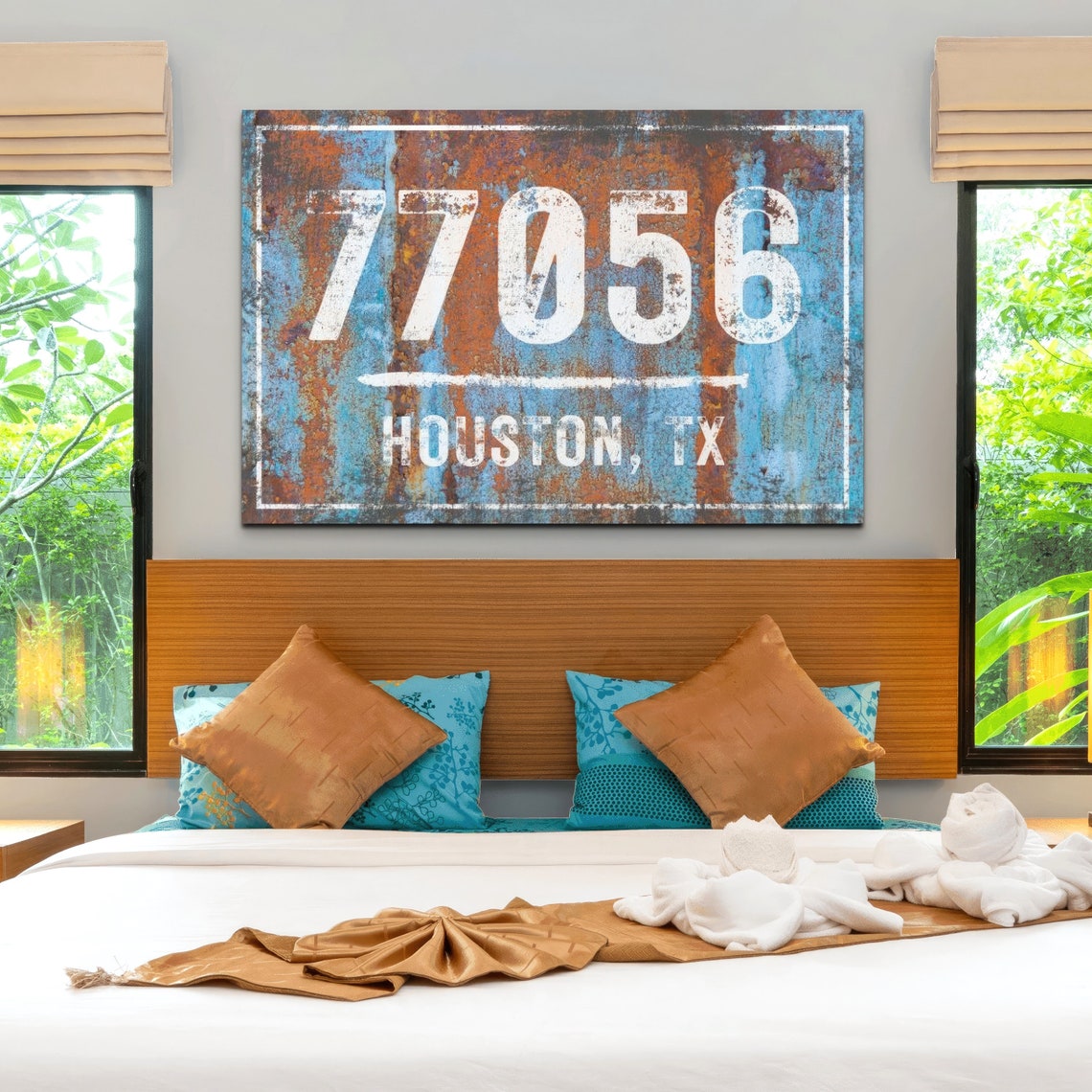 Zip Code Sign, Rustic Decor, Zipcode Wall Art, Custom Location Canvas ...