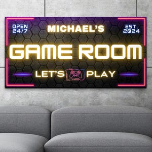 Game Room Sign, Custom Arcade Wall Art, Personalized Gifts for Him ...