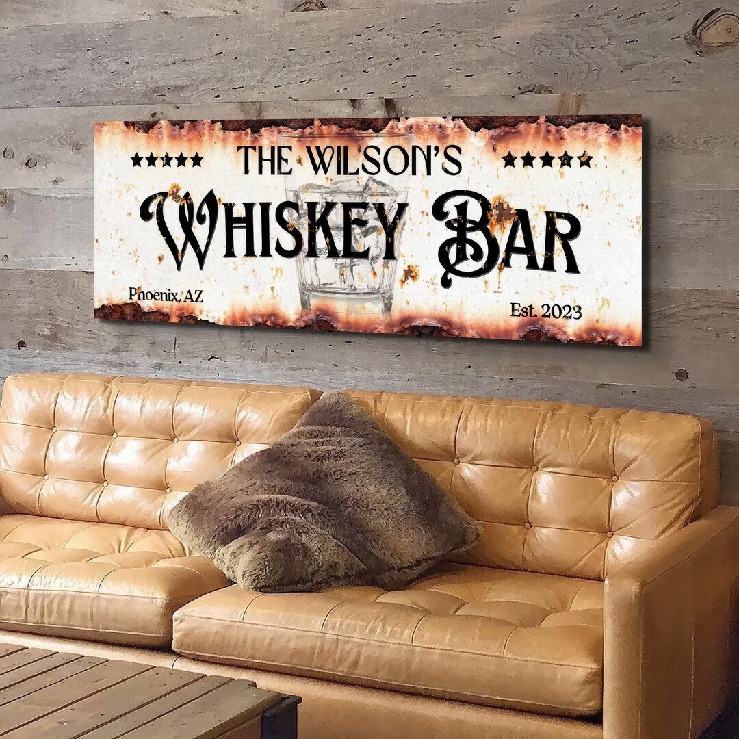 Whiskey Bar Signs, Rustic Personalized Bourbon Wall Decor, Farmhouse ...