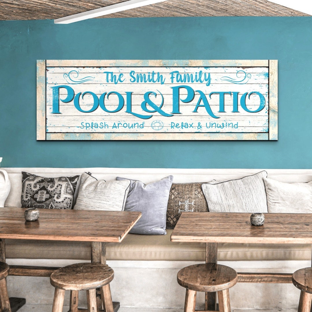 Personalized Pool and Patio Sign, Poolside Farmhouse Wall Art, Pool ...