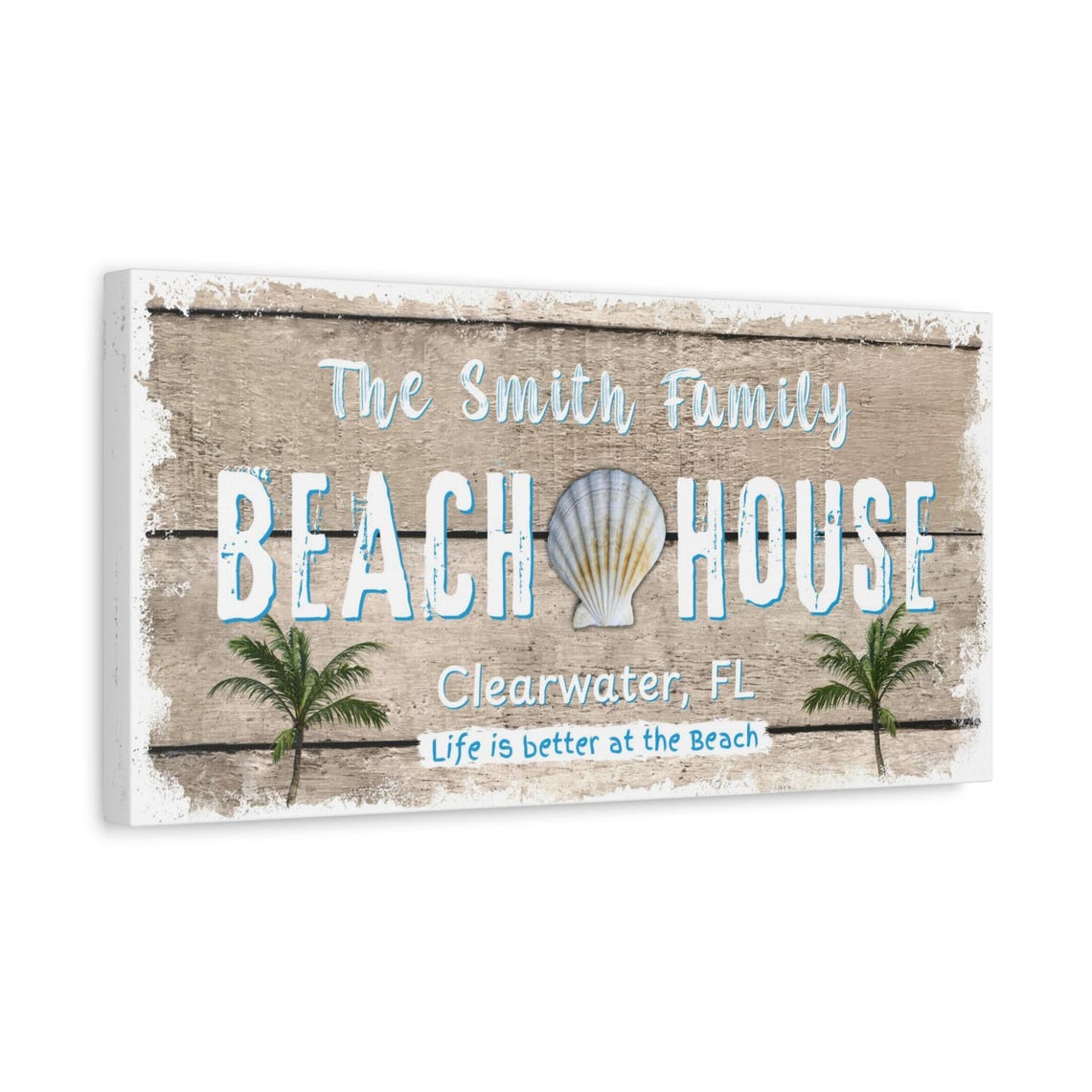 Personalized Beach House Sign, Custom Beach Home Decor Coastal Wall Art ...