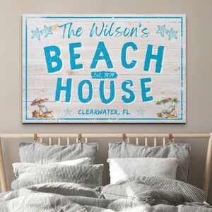 Beach House Sign, Personalized Beach Condo Wall Art, Summer Home Decor ...
