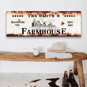 Rustic Farmhouse Sign, Personalized Farm Wall Decor Art, Custom Vintage ...