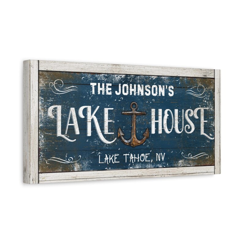 Lake House Sign, Personalized Lake Home Decor, Custom Distressed Lake ...