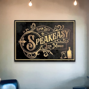 Speakeasy Bar Sign, Prohibition Lounge Wall Art, Basement Bar Artwork ...