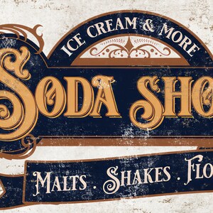 Soda Shop Sign, Vintage Wall Art, Ice Cream and Milkshake Decor ...