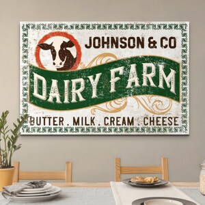 Dairy Farm Sign, Personalized Farmhouse Wall Art, Custom Ranch Home ...