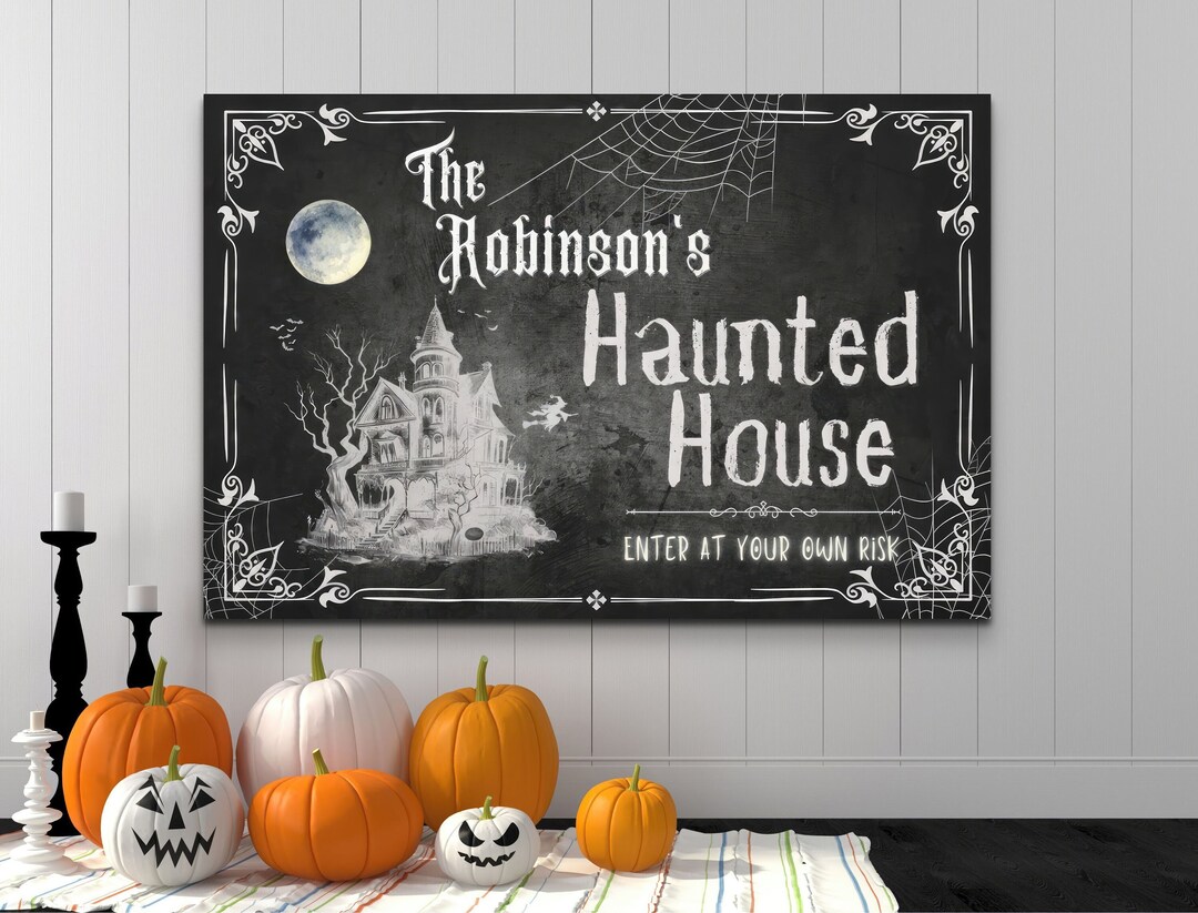 Halloween Personalized Haunted House Sign, Custom Haunted Mansion Wall ...