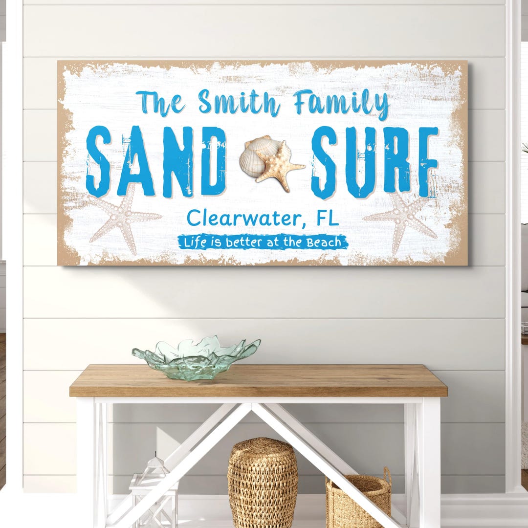 Decorating Beach House Sign, Personalized Beach Cottage Wall Decor ...