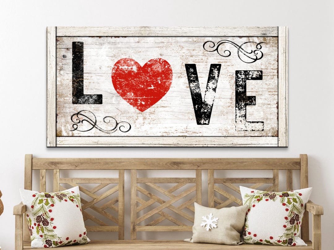 Vintage Love Sign, Love Wall Art, Modern Farmhouse Marriage Couples ...