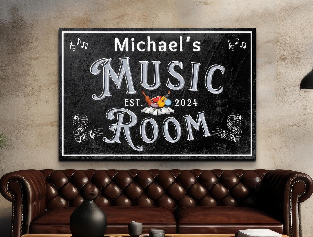 Music Room Sign, Custom Music Studio Decor, Musician Artwork ...