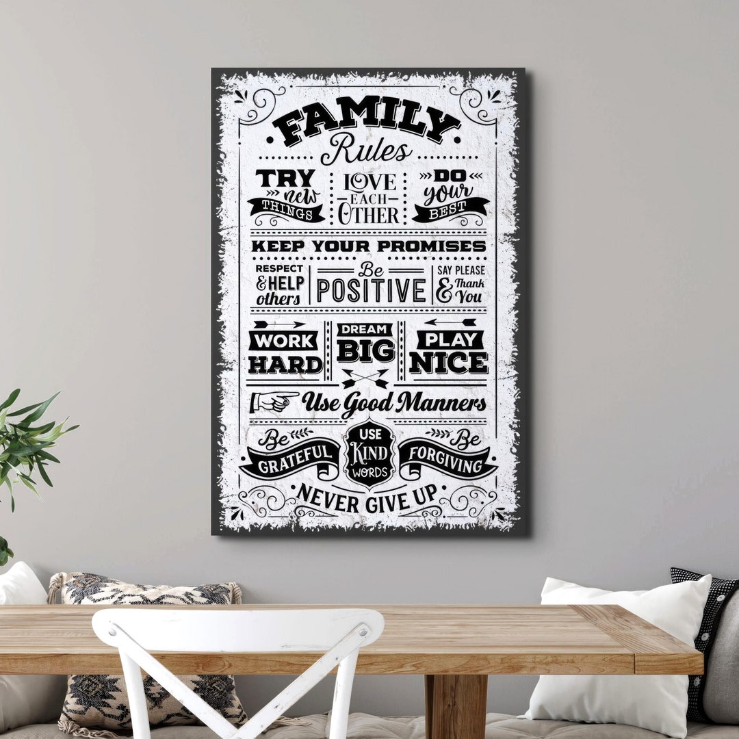 Family Rules Sign, Modern Farmhouse Decor, Family Wall Art ...