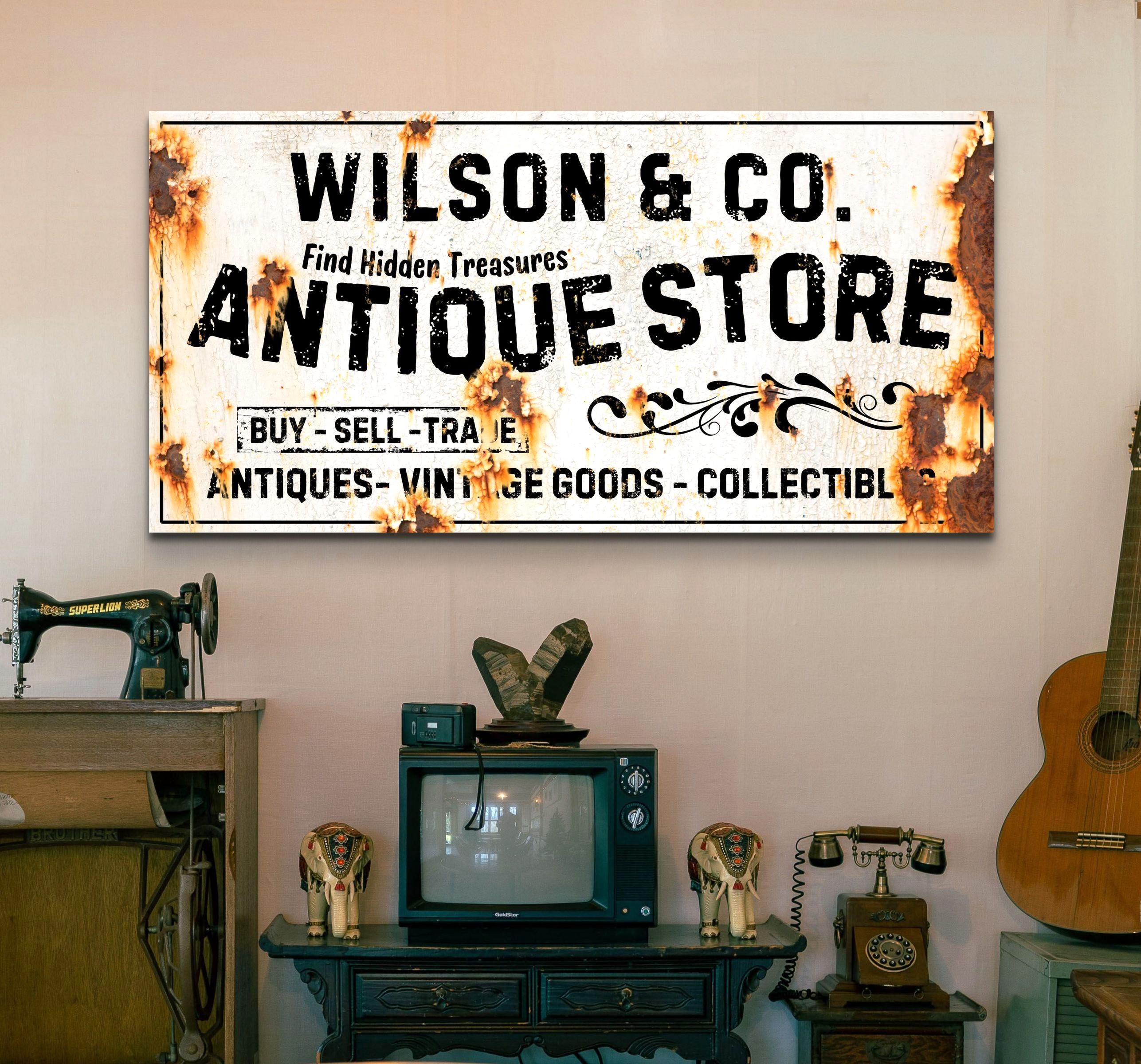 Antique Store Sign, Personalized Rustic Decor, Vintage Wall Art, Custom ...